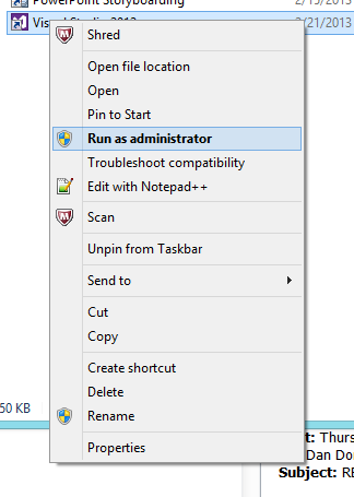 How to run Visual Studio 2012 as Administrator in Windows 8 — Chris Hammond