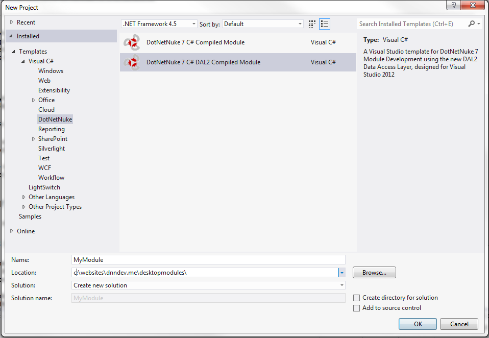 Using the new Module Development Templates for DotNetNuke 7 — Chris Hammond